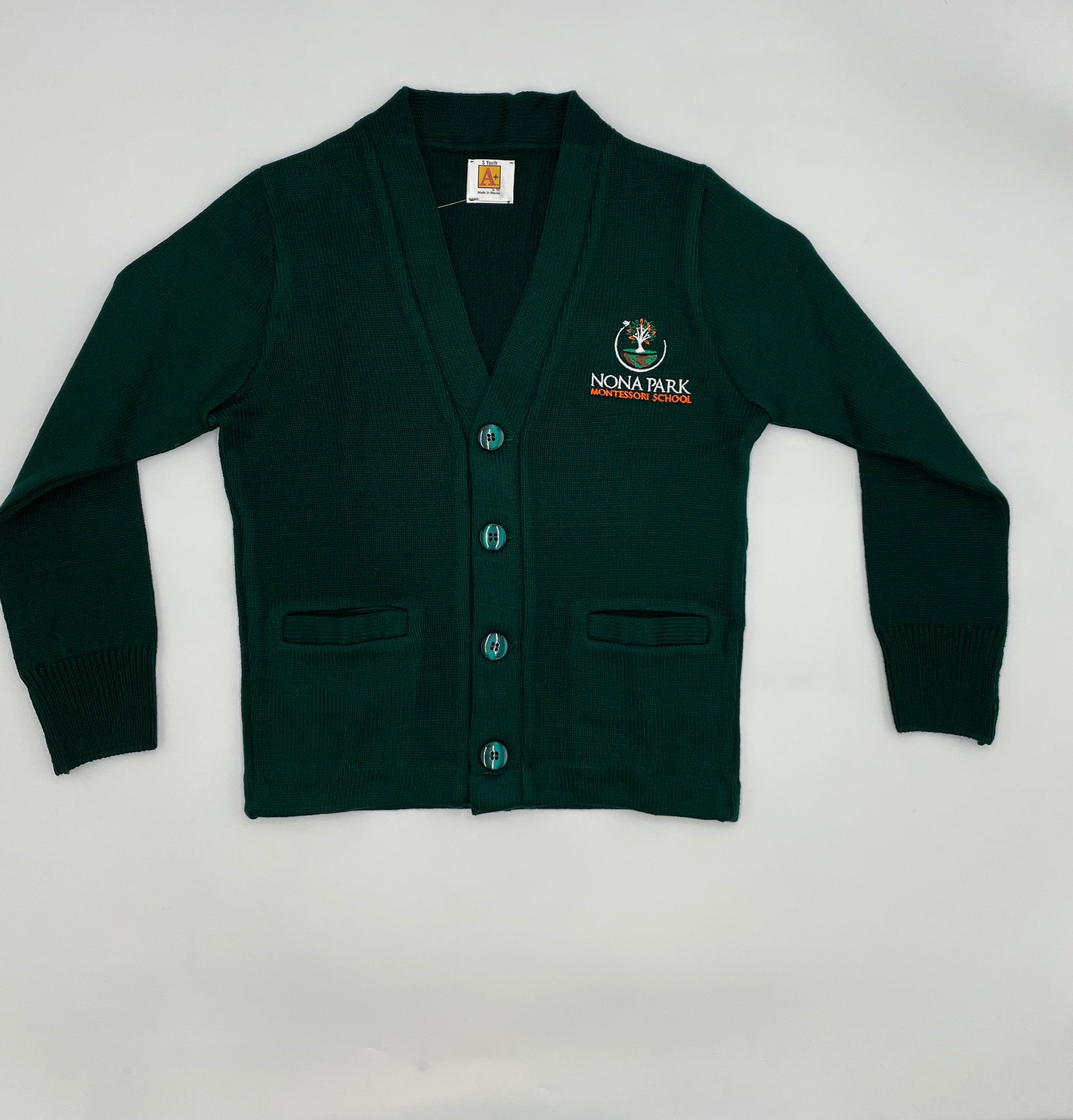 SAMPLE. SCHOOL UNIFORM CARDIGAN W/SCHOOL LOGO. INQUIRE US BEING YOUR S ...